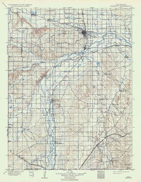 1902 Topo Map of Greeley Colorado | Etsy