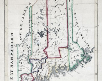 Maine 1820 Perkins Old Map Reprint State - Etsy