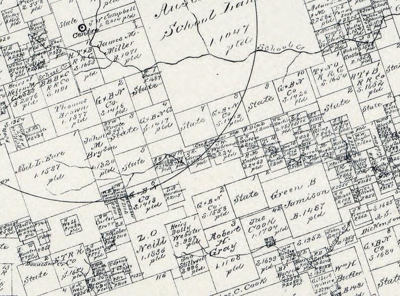 1879 Farm Line Map of Lampasas County Texas | Etsy