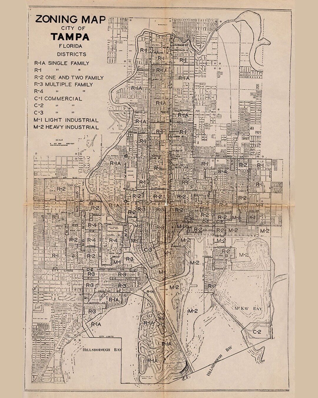 Tampa Florida Vintage Map - Etsy