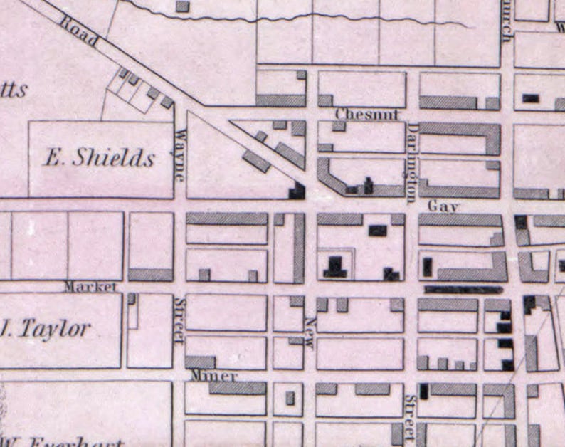 1847 Town Map of West Chester Pennsylvania - Etsy