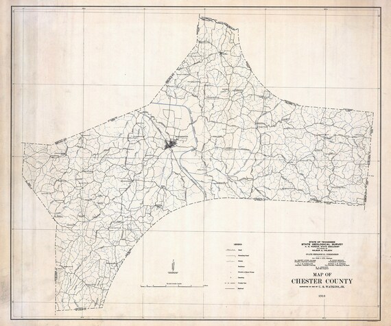 1918 Map of Chester County Tennessee - Etsy