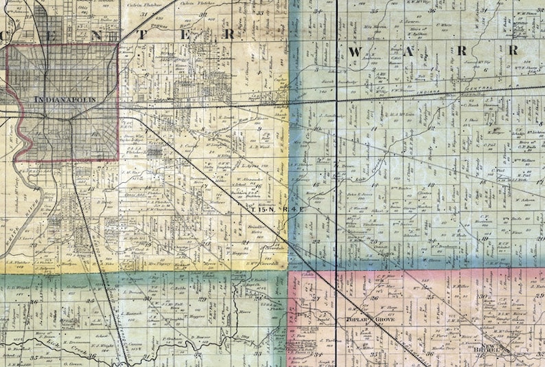 1866 Farm Line Map of Marion County Indiana Indianapolis - Etsy