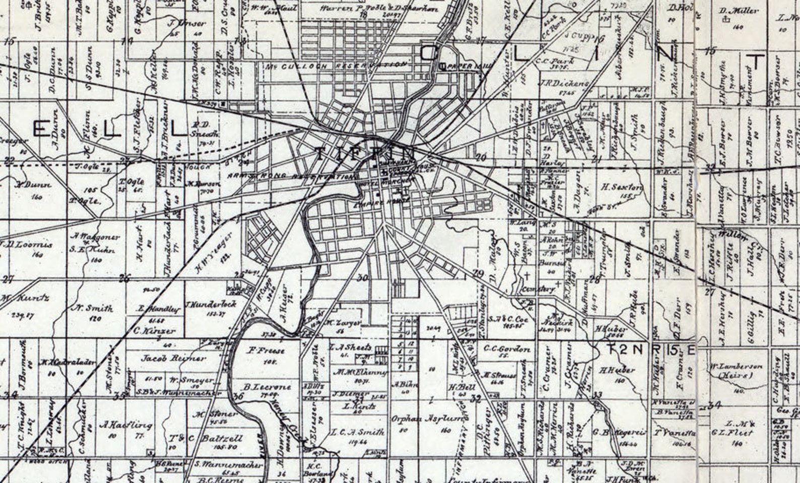 1891 Farm Line Map of Seneca County Ohio Tiffin - Etsy