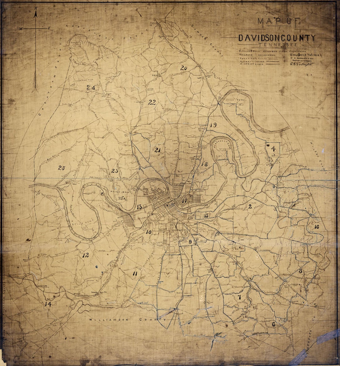 1900 Cadastral Map of Davidson County Tennessee Nashville - Etsy