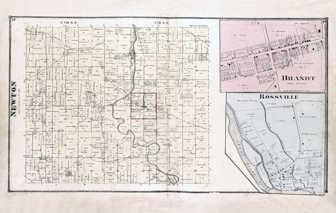 1871 Map of Newton Township Miami County Ohio - Etsy