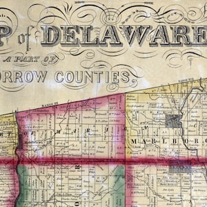 1849 Farm Line Map of Delaware County Ohio Scioto River - Etsy