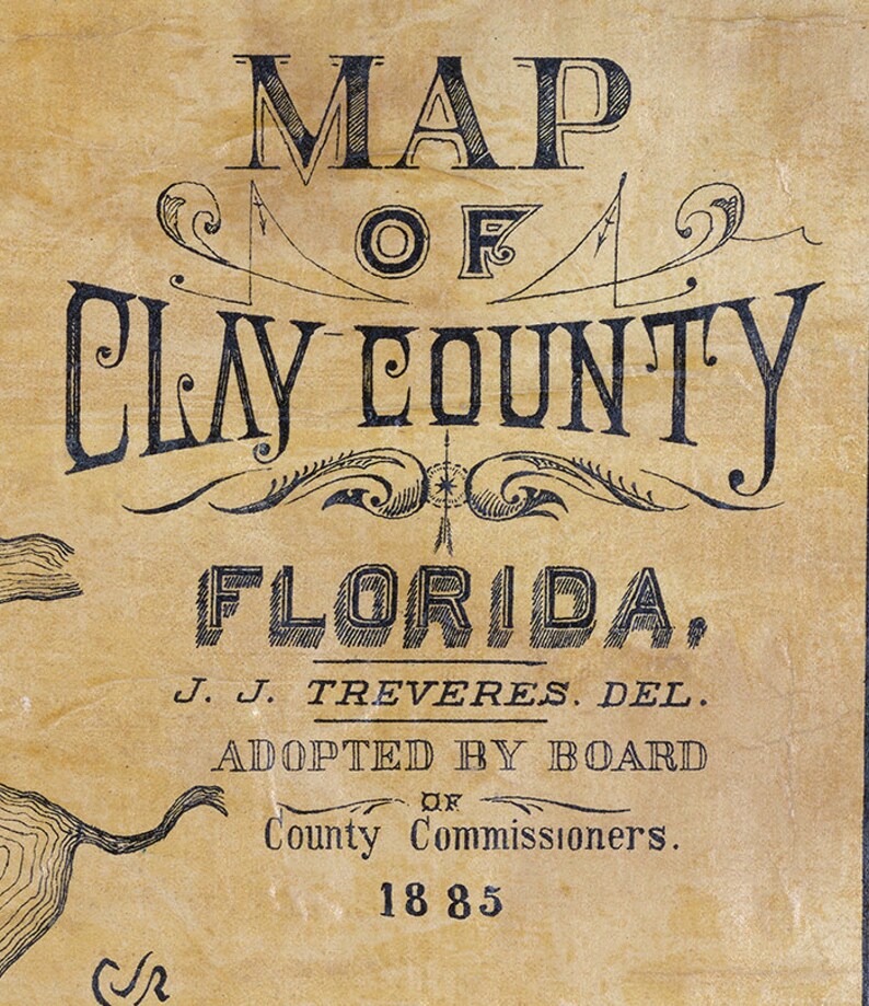 1885 Map of Clay County Florida - Etsy