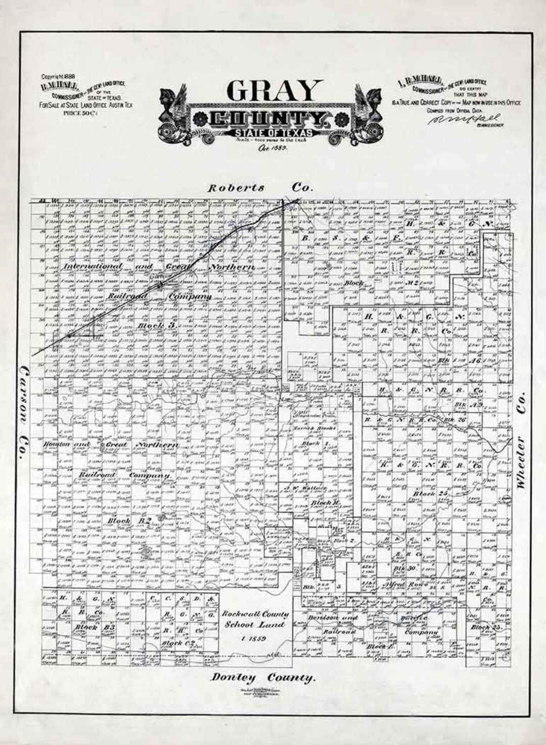 1889 Farm Line Map of Gray County Texas - Etsy