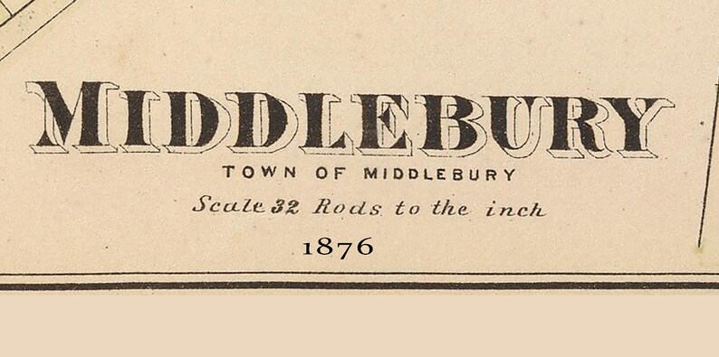 1876 Town Map of Middlebury Vermont - Etsy