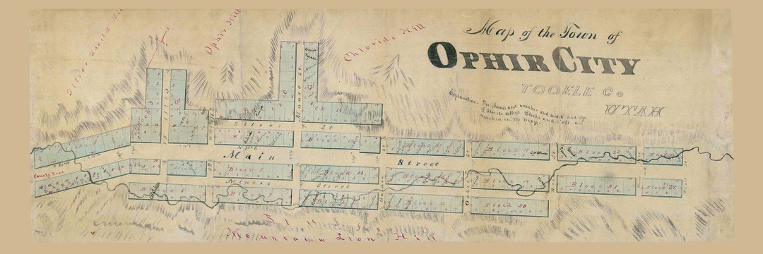 1800s Town Map of Ophir City Tooele County Utah - Etsy