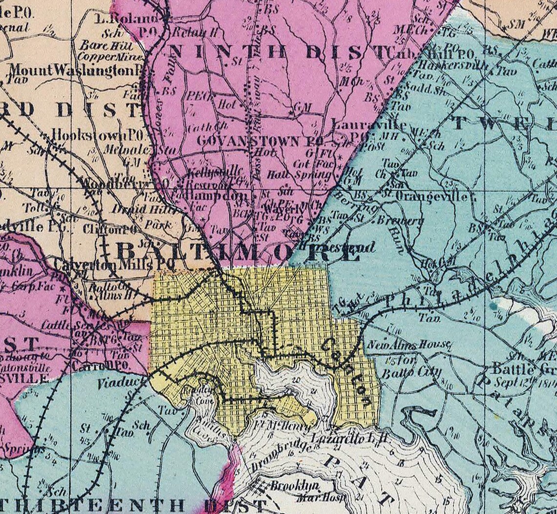 1873 Map of Baltimore and Harford County Maryland - Etsy