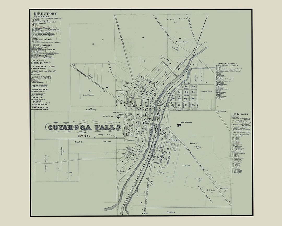 1856 Town Map of Cuyahoga Falls Summit County Ohio - Etsy