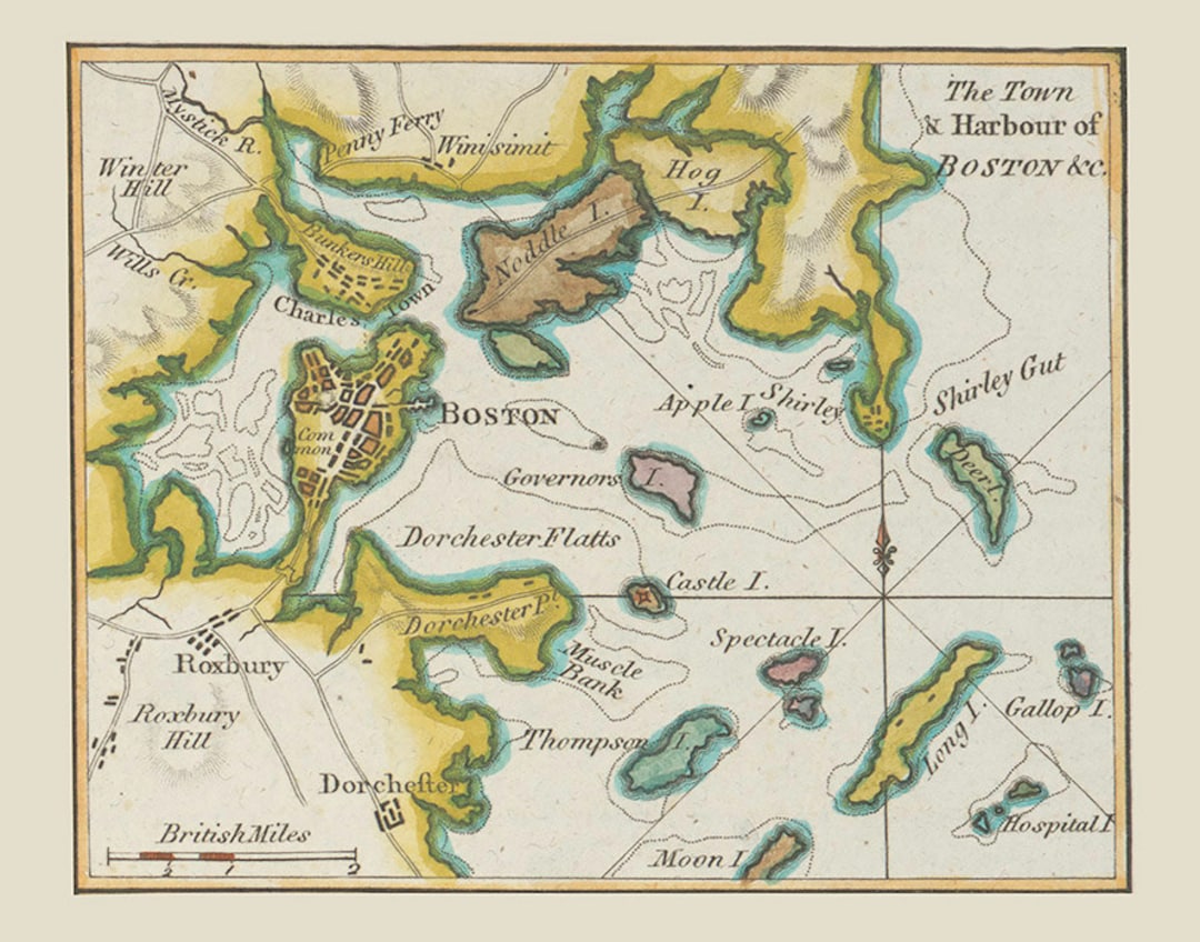 1778 Map of Boston Harbor - Etsy
