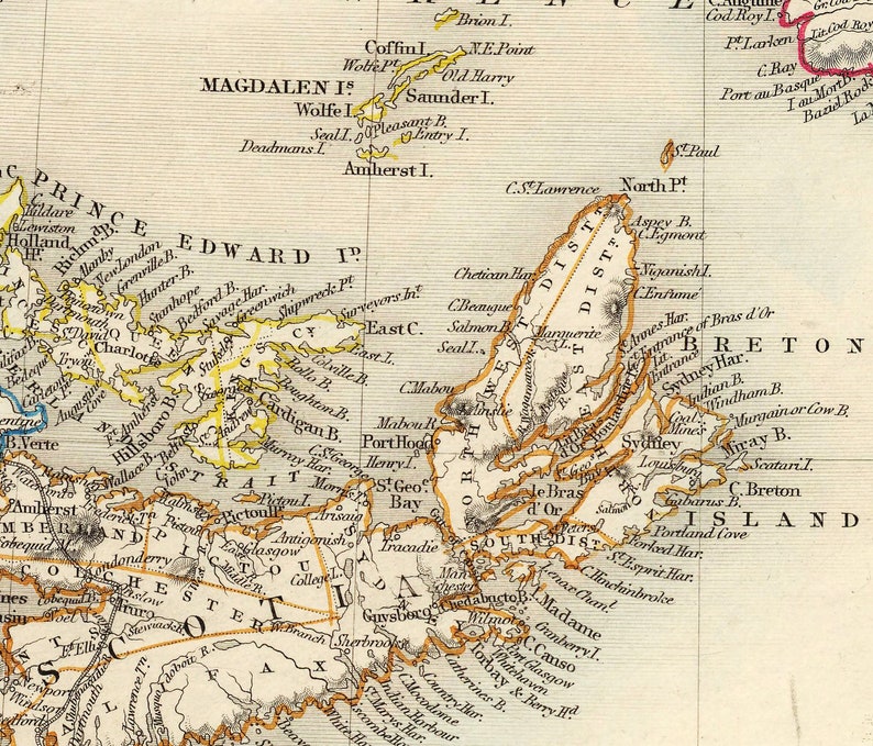 1851 Map of Nova Scotia and Newfoundland Canada - Etsy