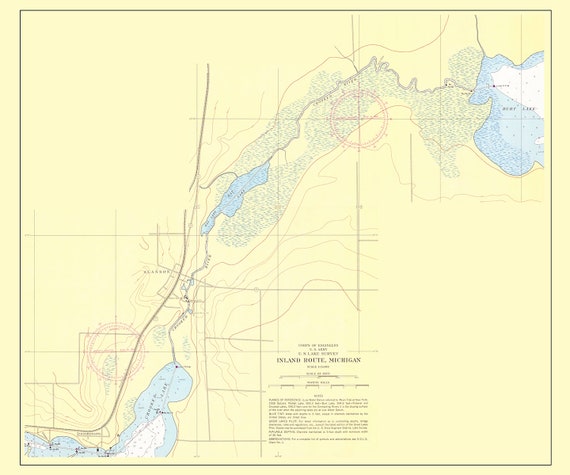 1960 Nautical Map of Crooked River Hay Lake Michigan - Etsy