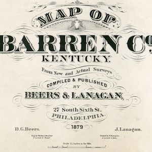 1879 Map of Barren County Kentucky Glasgow - Etsy