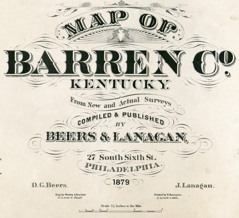1879 Map of Barren County Kentucky Glasgow - Etsy