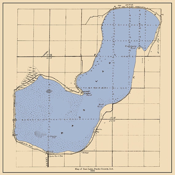 1900 Map of Bass Lake Starke County Indiana - Etsy