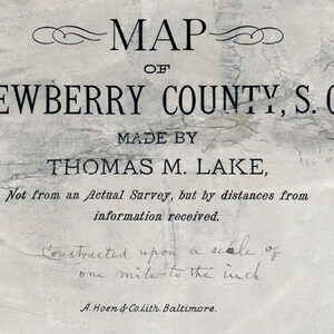 1887 Map of Newberry County South Carolina - Etsy