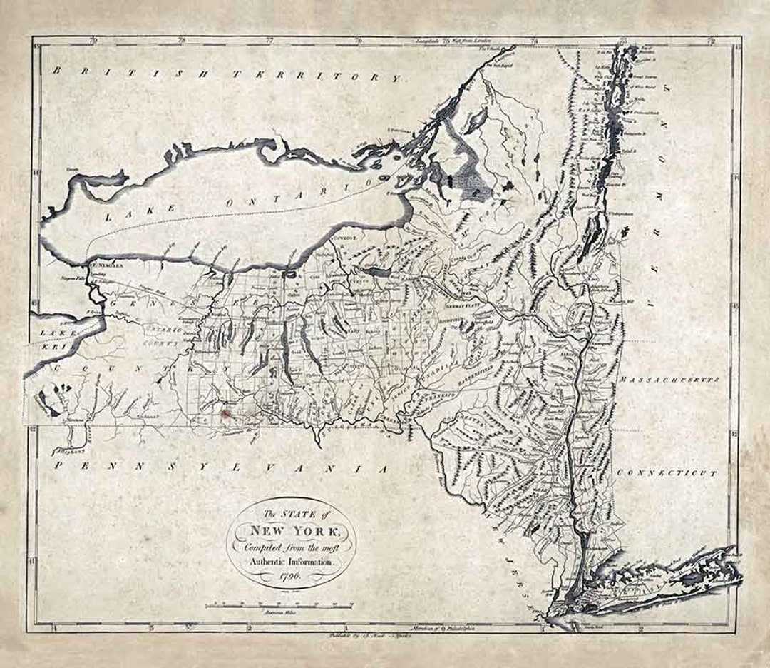 1796 Map of the State of New York - Etsy