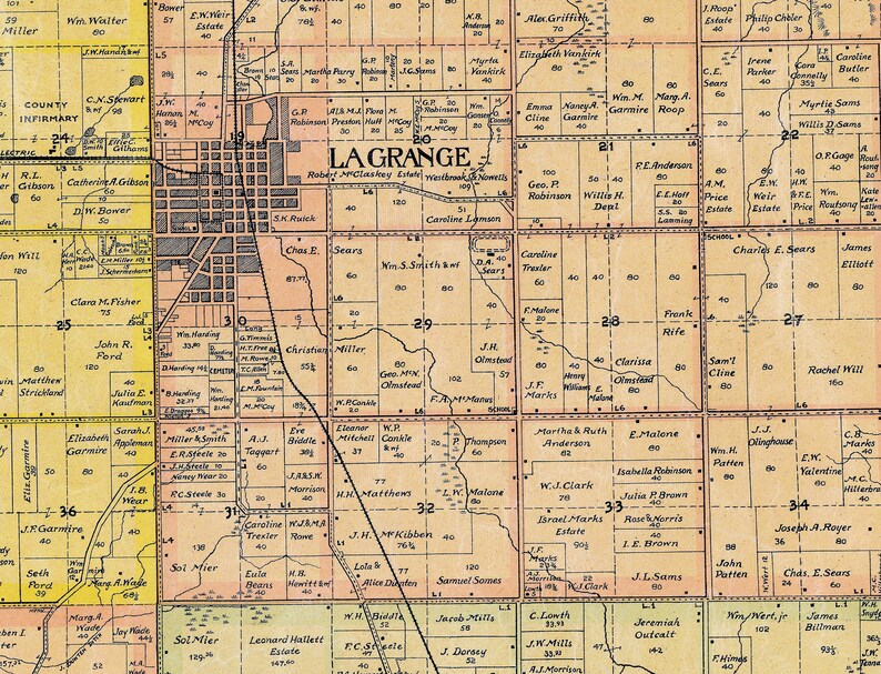 1904 Farm Line Map of La Grange County Indiana - Etsy