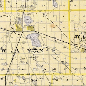 1876 Map of Kosciusko County Indiana - Etsy