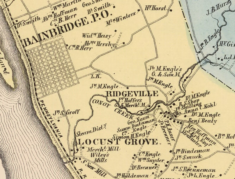 1864 Map of Conoy and West Donegal Township Lancaster County - Etsy