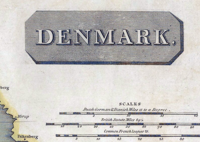 1814 Map of Denmark - Etsy