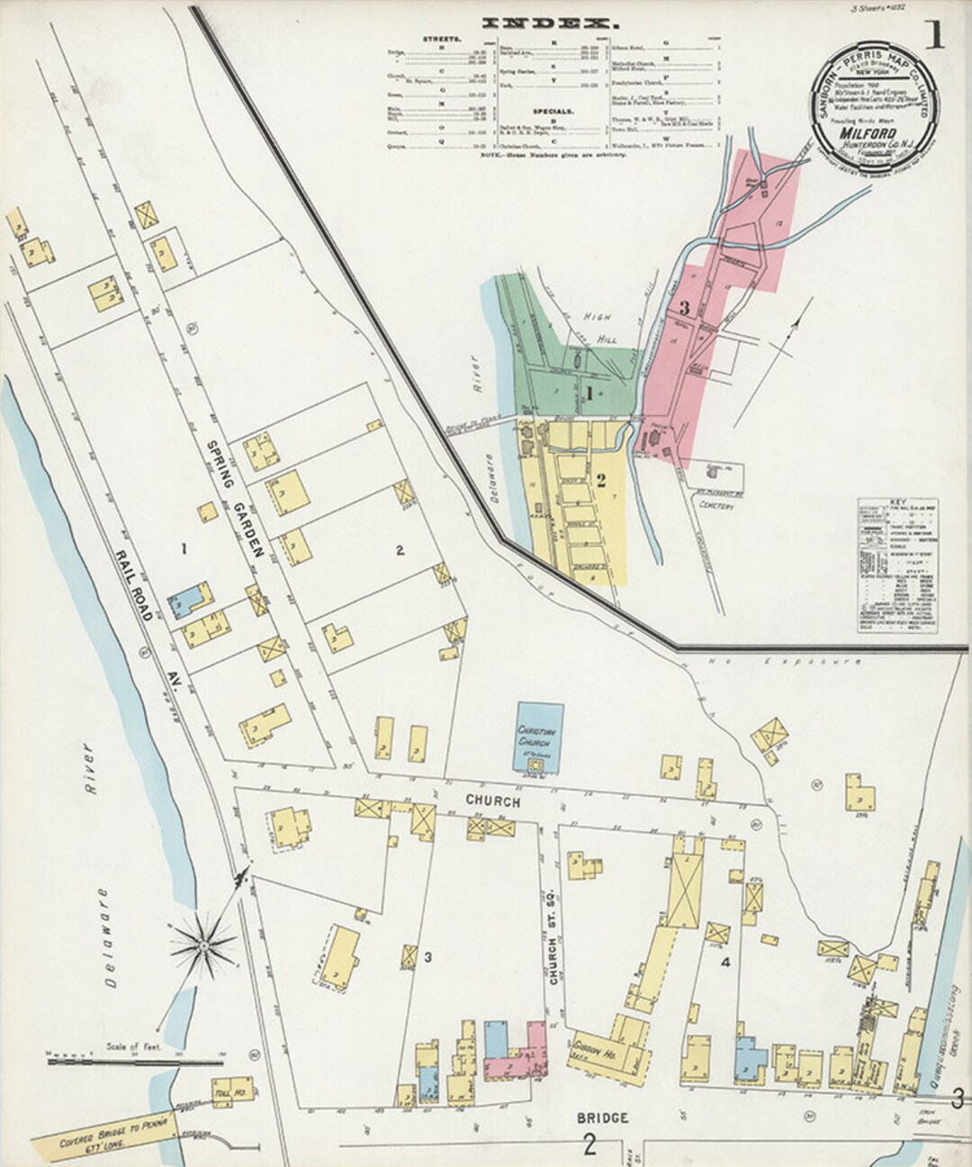 1897 Town Map of Milford Hunterdon County New Jersey - Etsy
