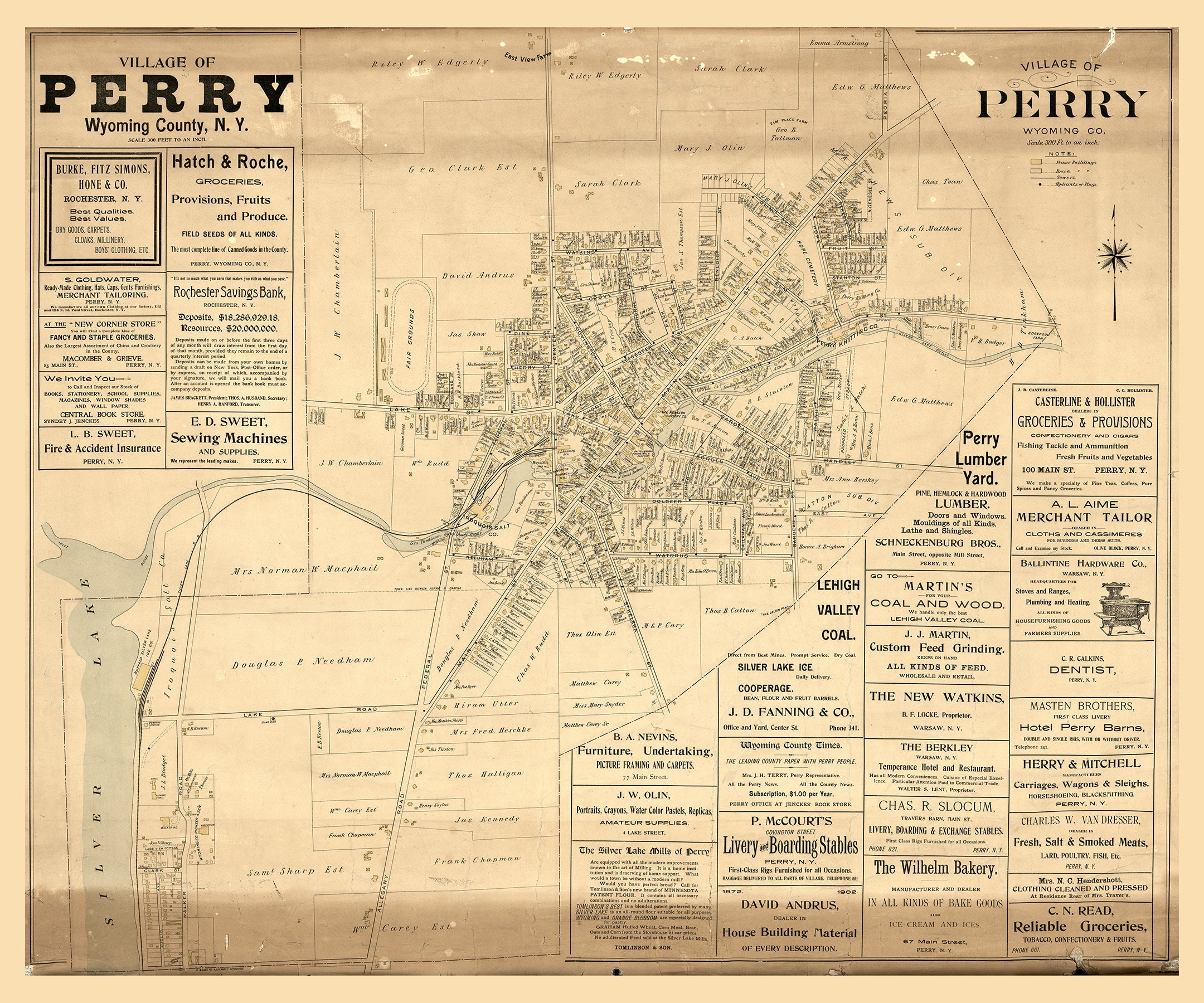 1902 Map of Perry Wyoming County New York - Etsy