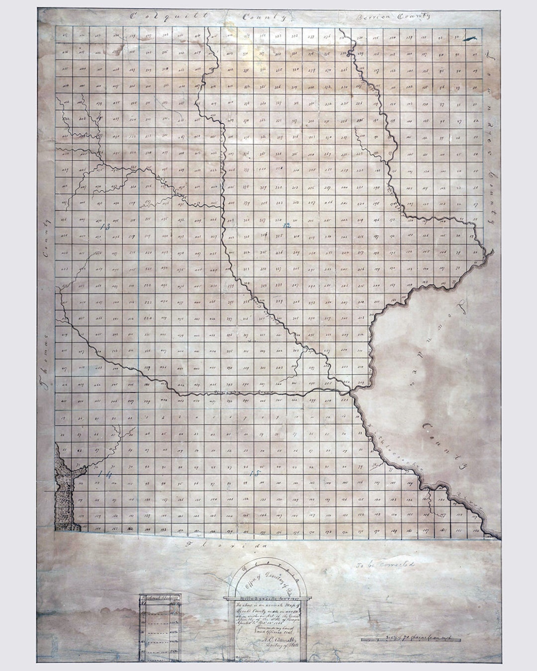 1867 Map of Brooks County Georgia - Etsy