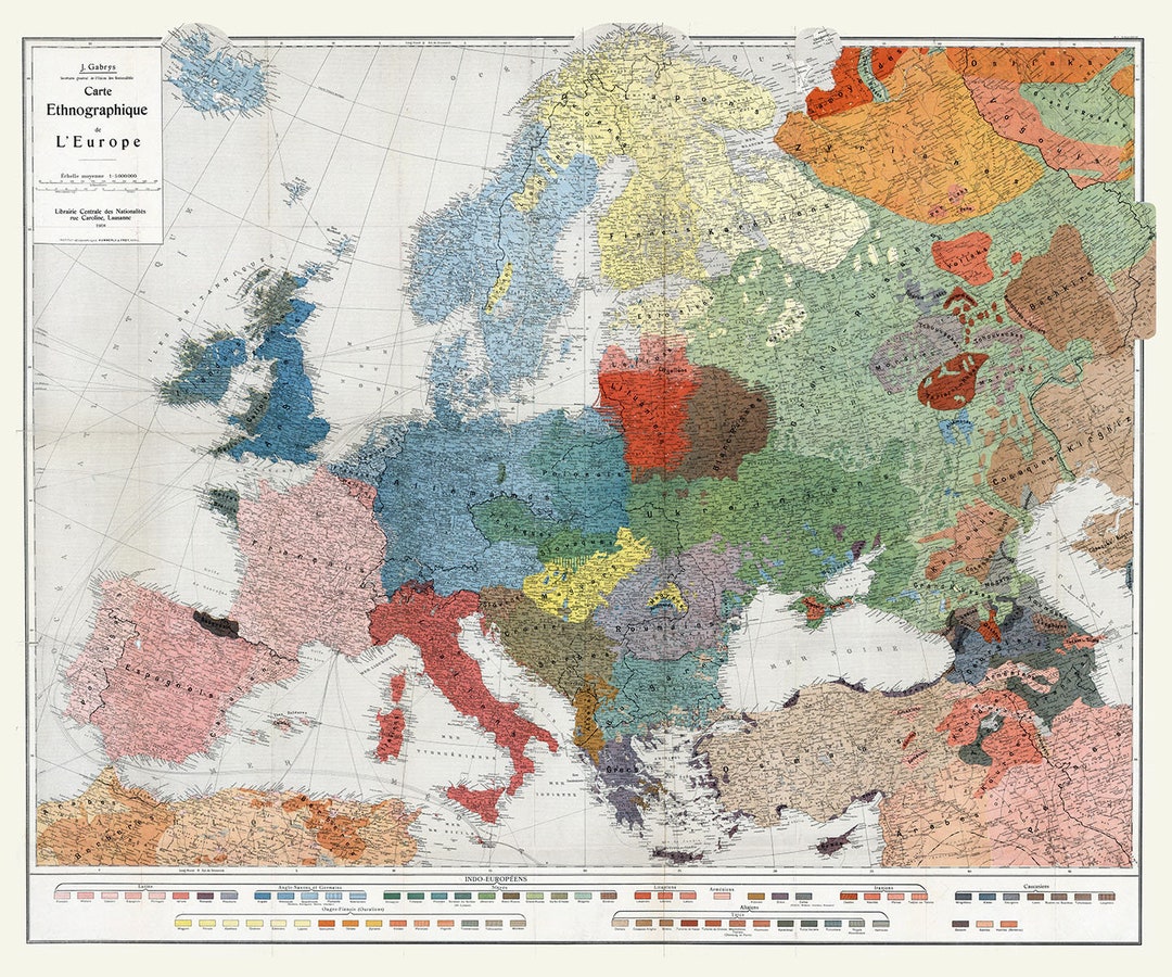 1918 Map of Europe Ethnicity - Etsy