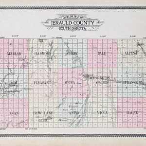 1909 Map of Jerauld County South Dakota - Etsy