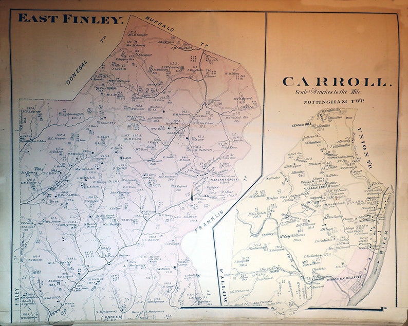 1876 Map of East Finley Township Washington County - Etsy