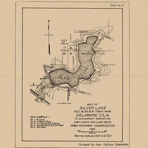 1916 Map of Silver Lake Delaware County Iowa - Etsy