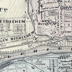 1862 Town Map of Bethlehem Lehigh County Pennsylvania - Etsy