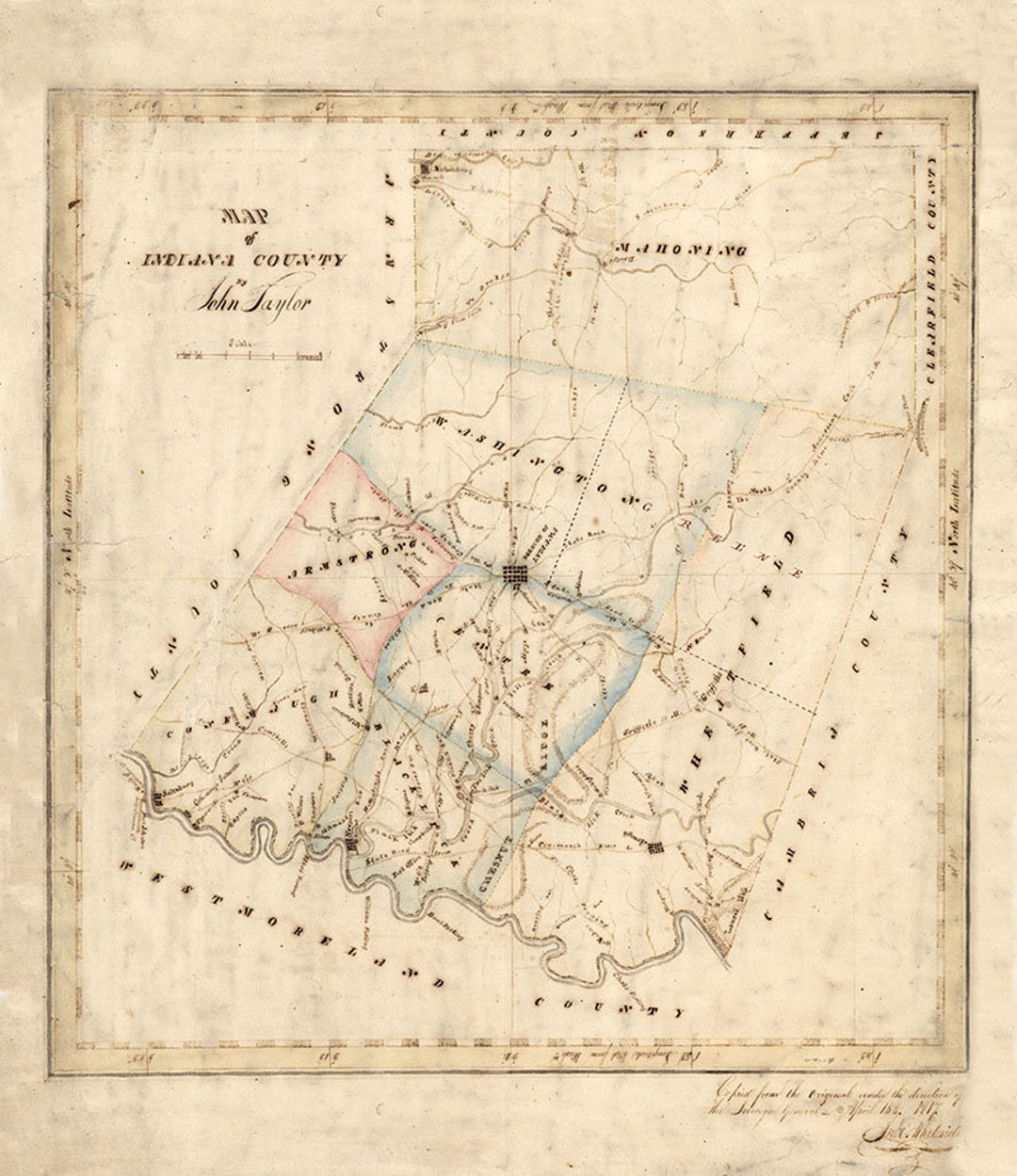 1817 Map of Indiana County Pennsylvania - Etsy
