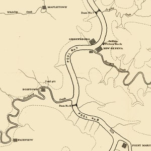1884 Map of Coal Mines Along the Monongahela River Pennsylvania - Etsy