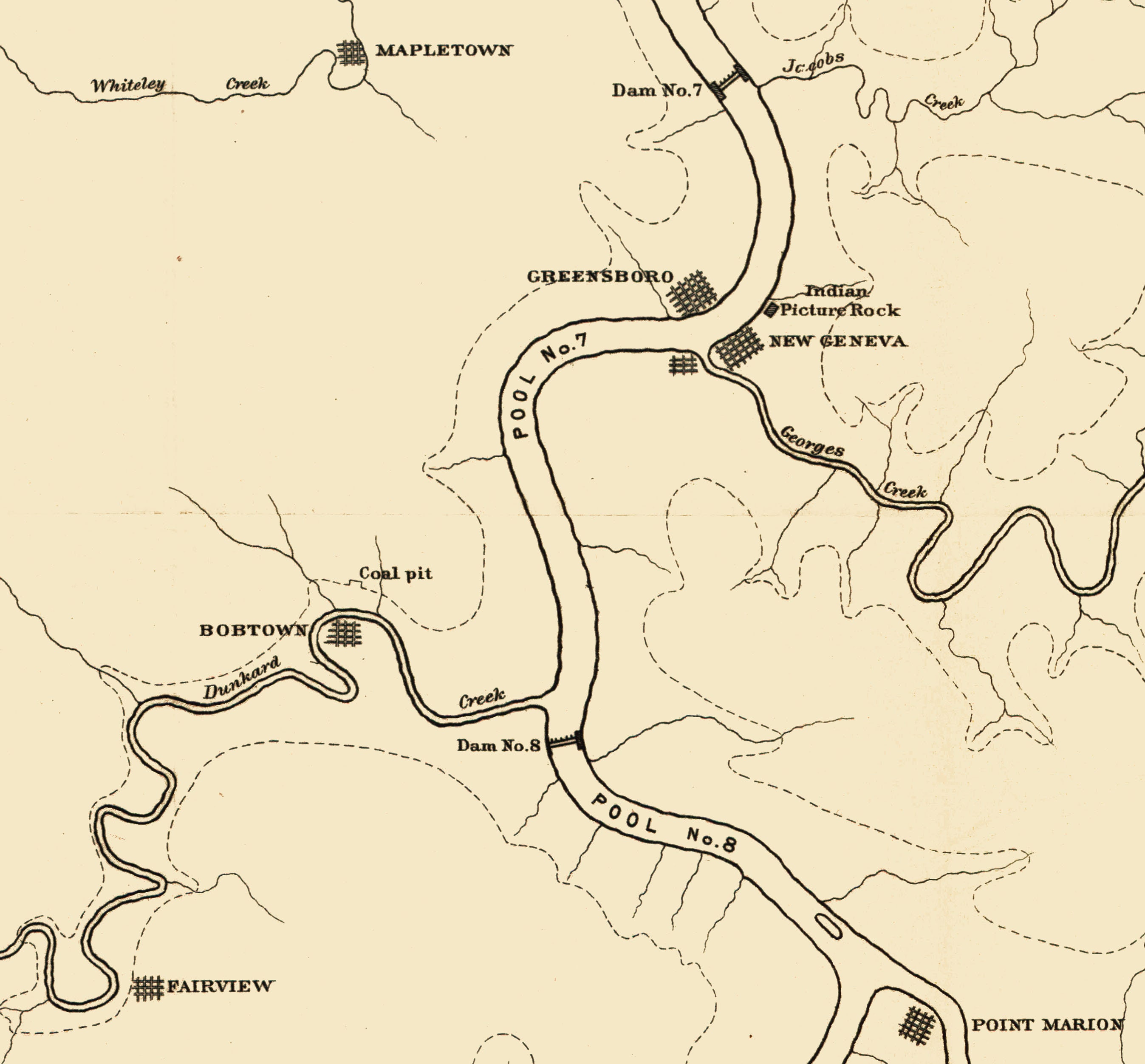 1884 Map of Coal Mines Along the Monongahela River Pennsylvania - Etsy