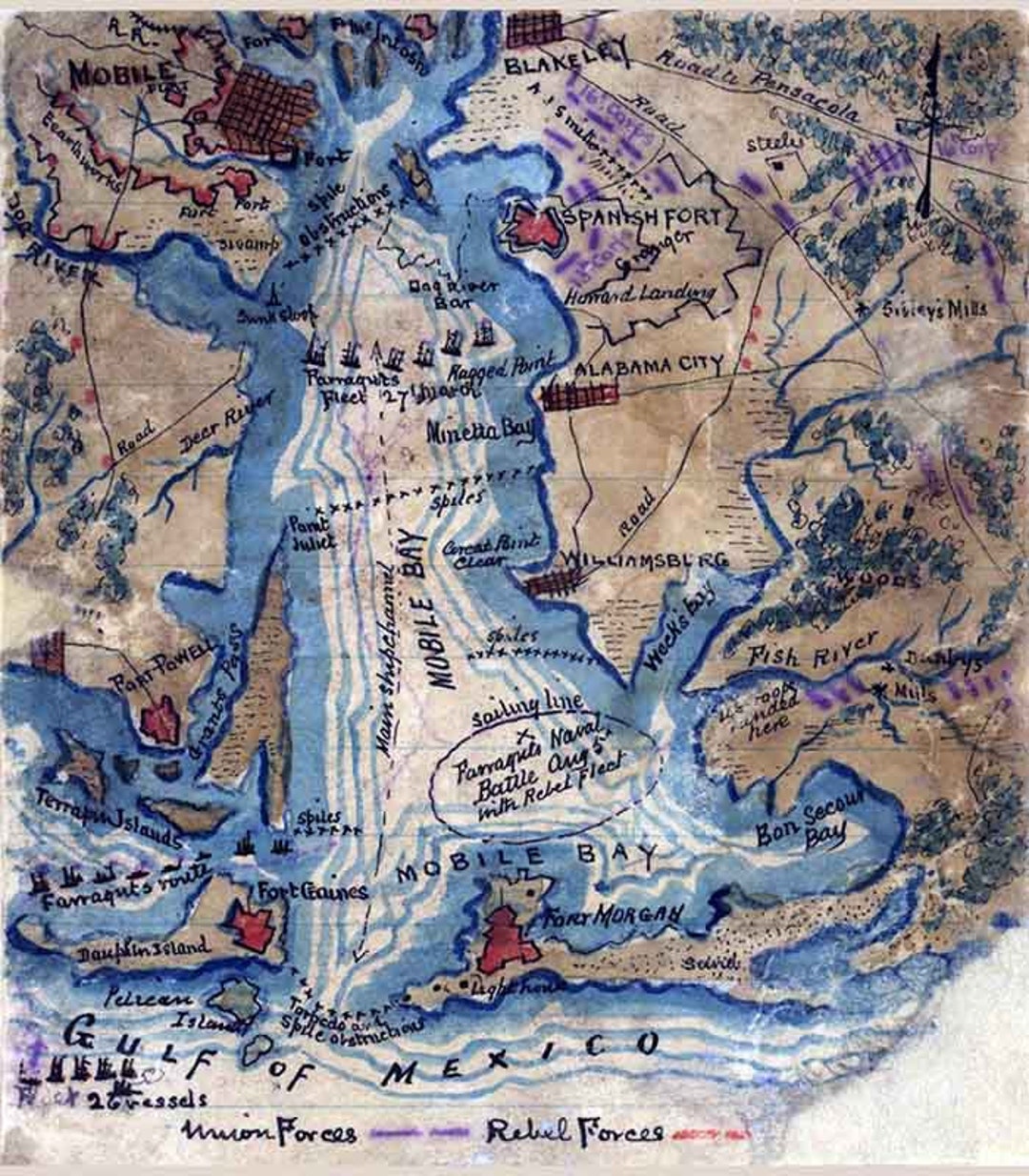1861 Map of Mobile Alabama - Etsy