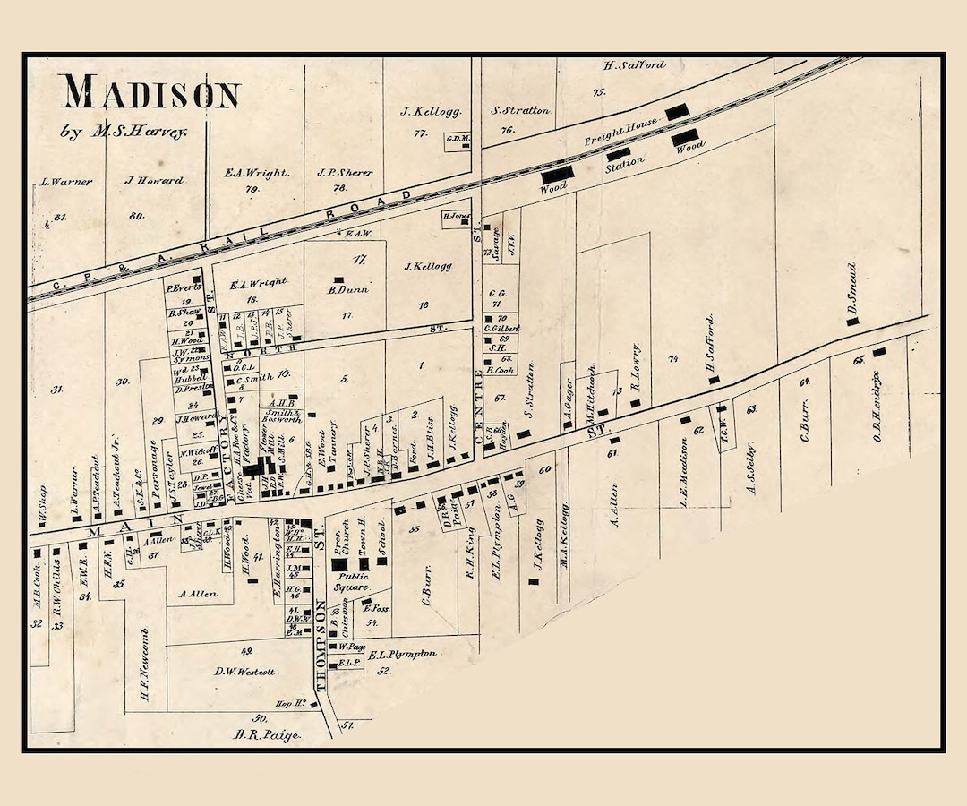 1857 Town Map of Madison Lake County Ohio - Etsy