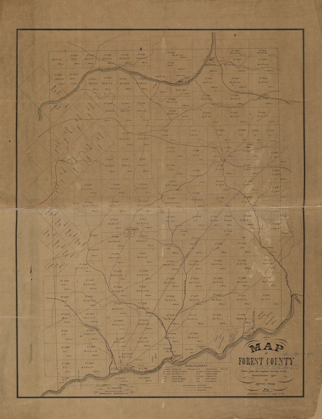 1864 Farm Line Map of Forest County Pennsylvania - Etsy