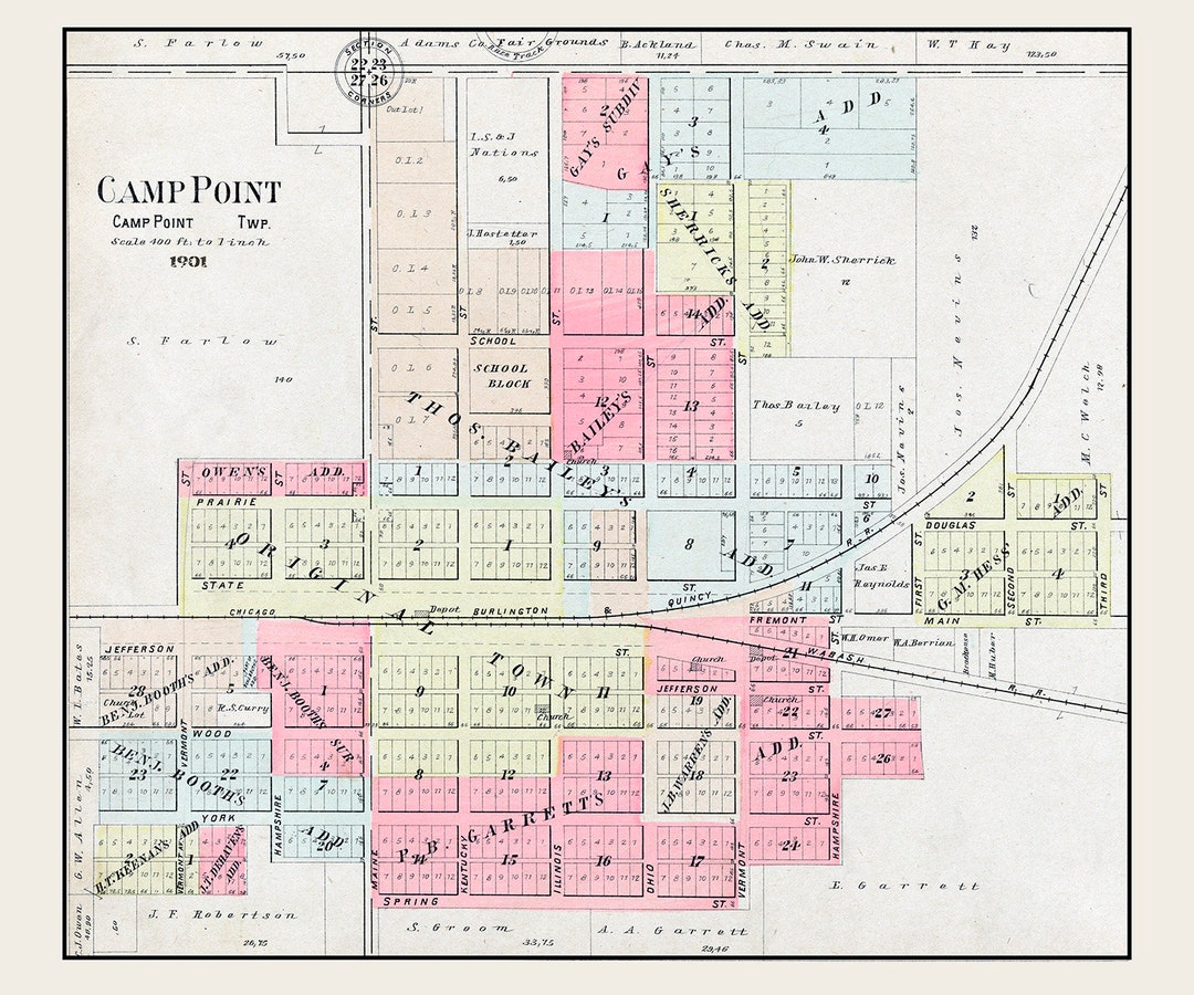 1901 Map of Camp Point Adams County Illinois - Etsy