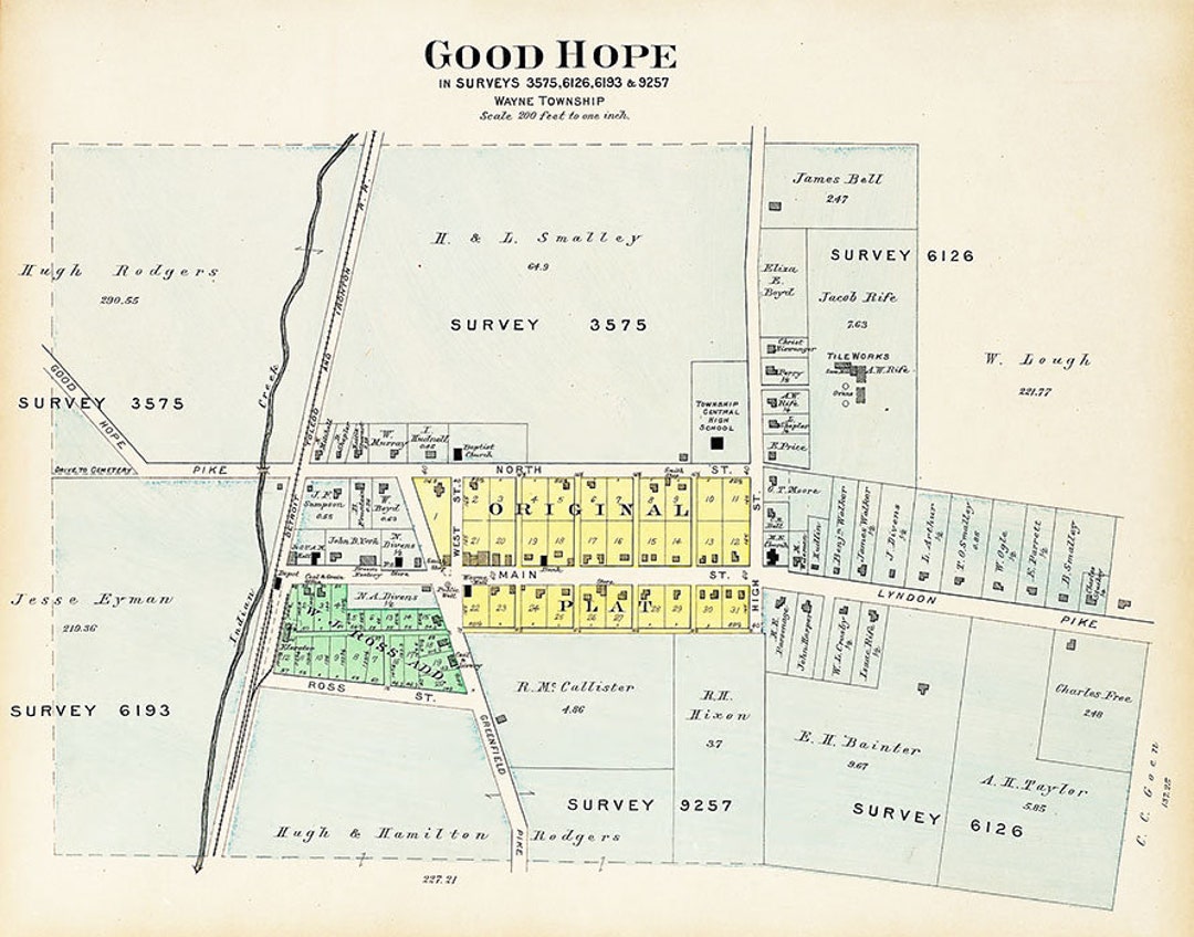 1913 Town Map of Good Hope Fayette County Ohio - Etsy