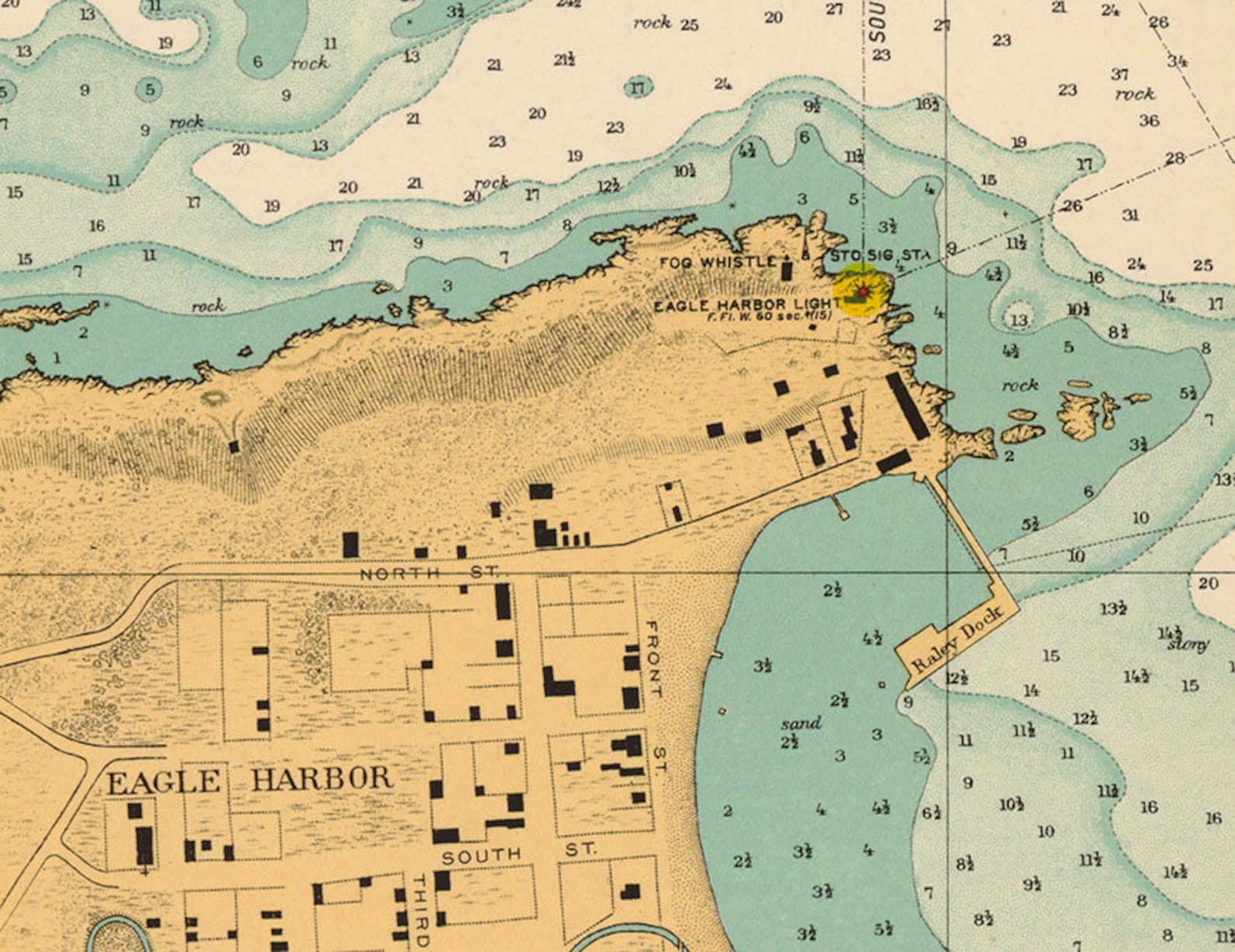 1922 Nautical Map of Eagle Harbor Michigan Lake Superior - Etsy