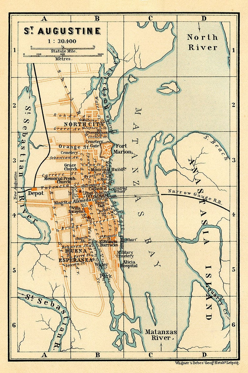 1904 Map of Saint Augustine Florida - Etsy