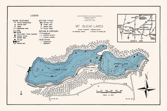 1960 Map of Mt Gilead Lakes Morrow County Ohio - Etsy
