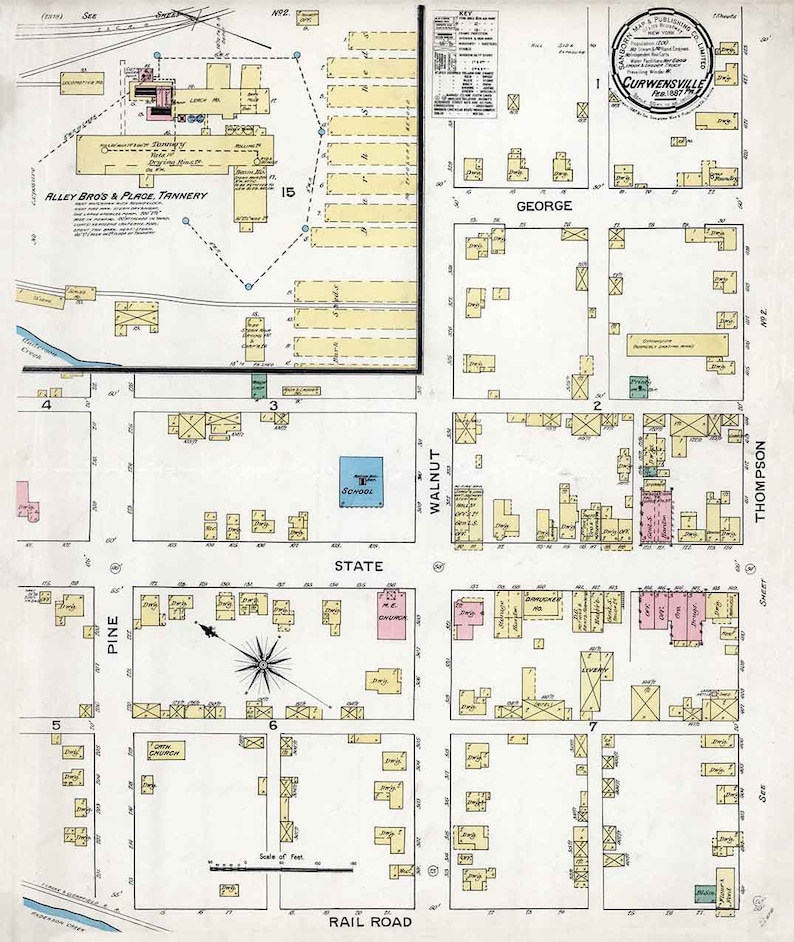 1887 Town Map of Curwensville Clearfield County Pennsylvania | Etsy