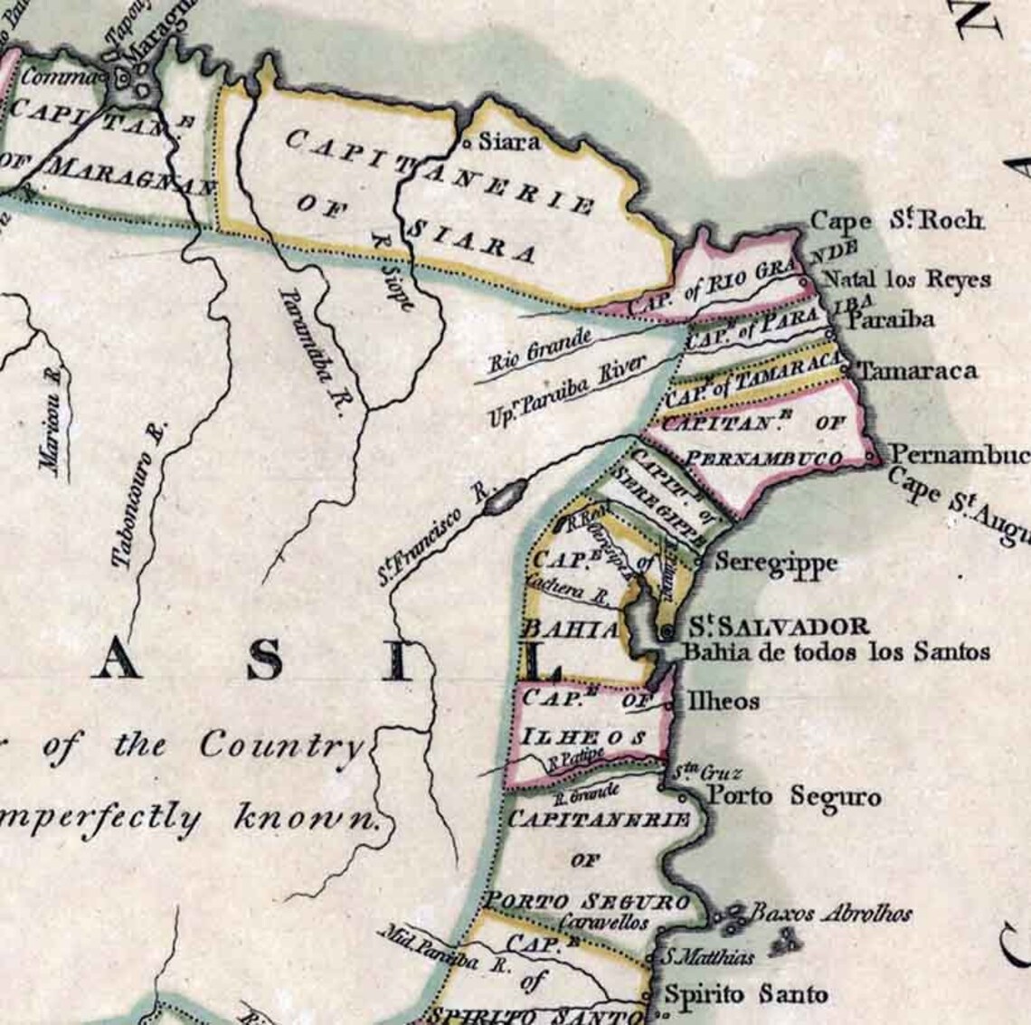 1808 Map of Brazil Trans Atlantic Portugal - Etsy